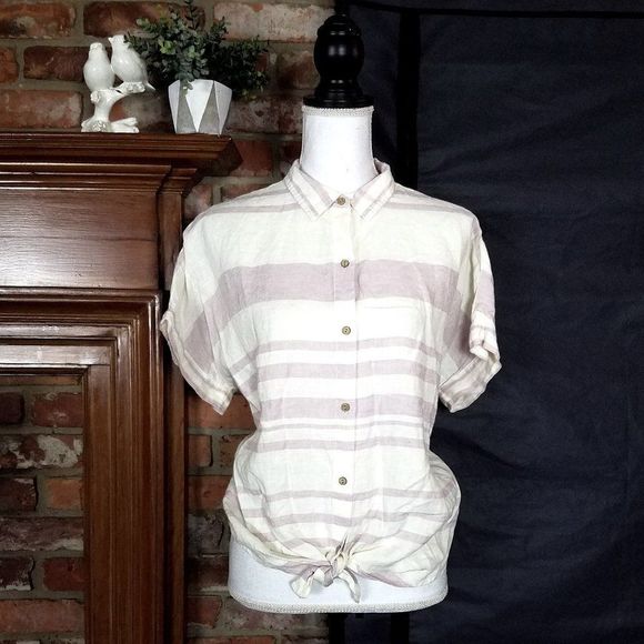Rachel Zoe | Tops | Rachelzoe Striped Linen Button Down Blouse | Poshmark
